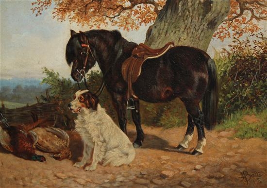 Arthur Batt | Pony and hound beside the days bag | MutualArt