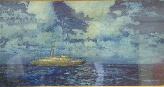 Kenneth D. Shoesmith | Ocean liner at sea at night | MutualArt
