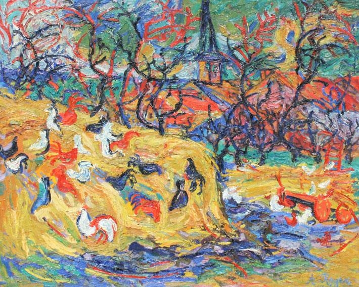 Vincent Van Gogh | Country landscape with barnyard and chickens | MutualArt
