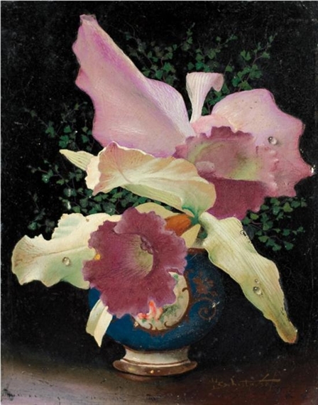 Lev Tchistovsky | Purple orchids in porcelain vase | MutualArt