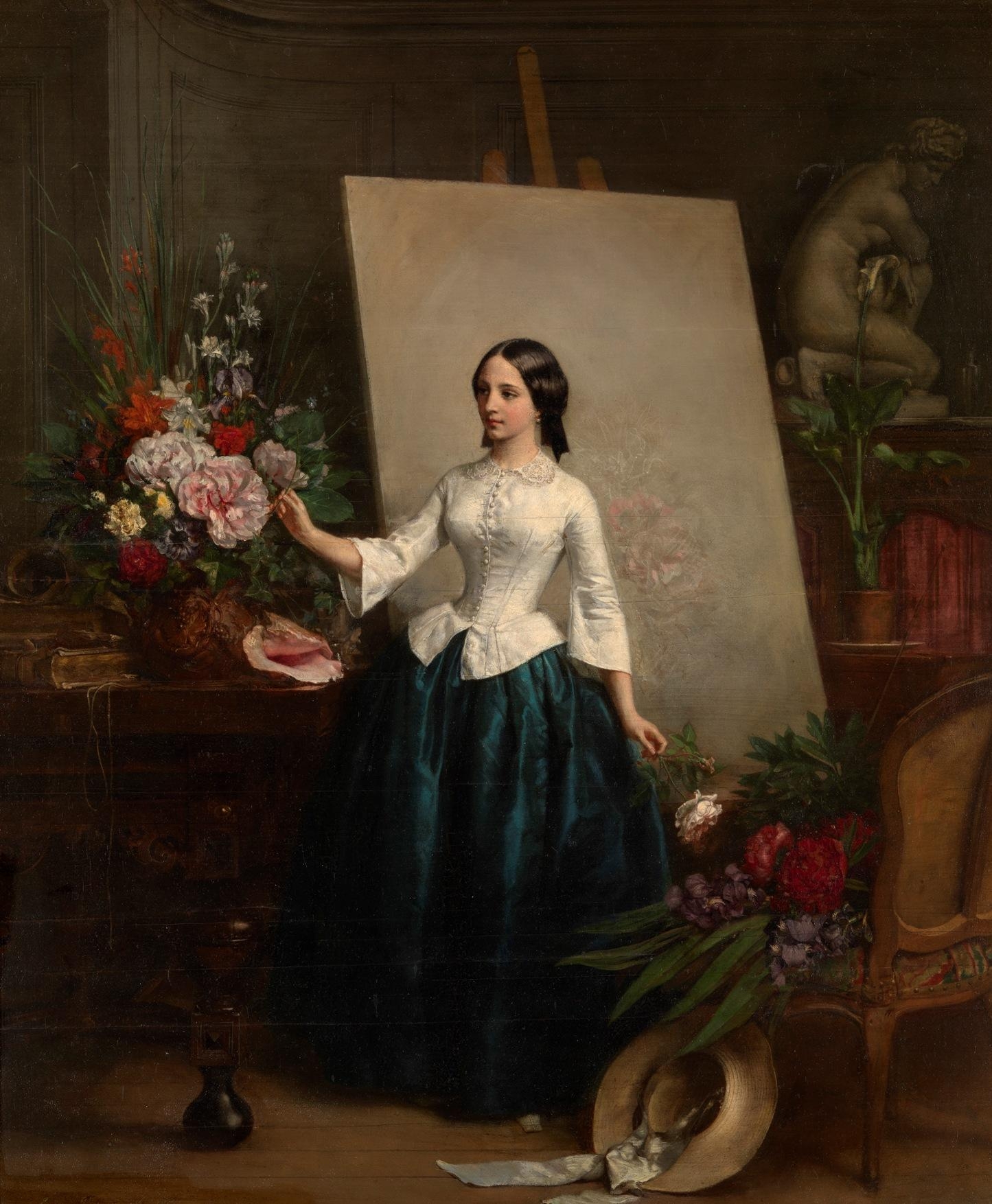 Jean Baptiste Antoine Emile Beranger | Arranging Flowers (1856) | MutualArt
