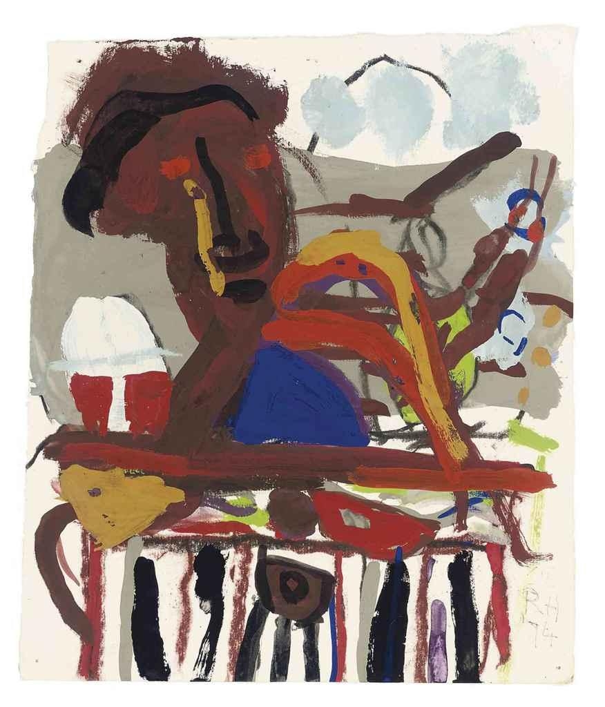 Roger Hilton | Artist and Model (1973) | MutualArt