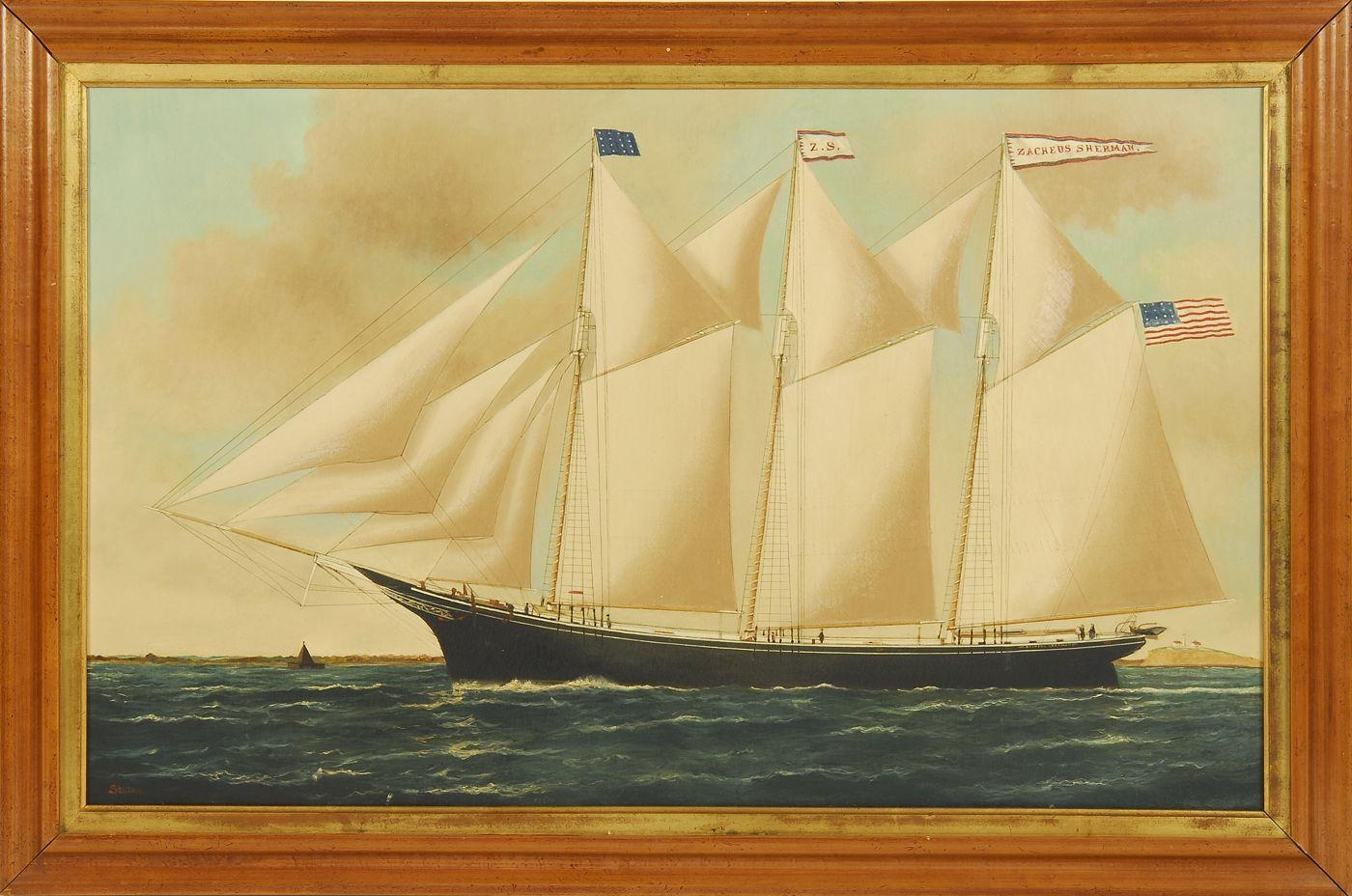 William Pierce Stubbs | The schooner Zacheus Sherman in Boston Harbor ...