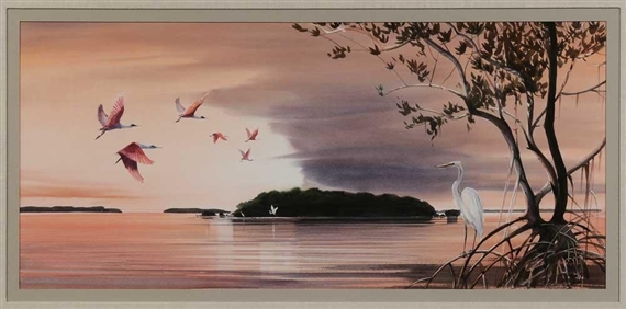 Millard Wells | White Heron in the Florida Keys (1995) | MutualArt