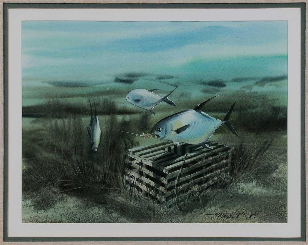 Millard Wells | Permit Fish Chasing a Fly, Florida Keys (20th Century ...