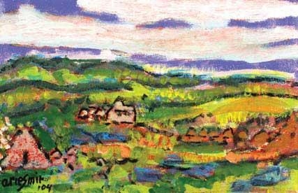 Arie Smit | Landscape and Temple (2003) | MutualArt