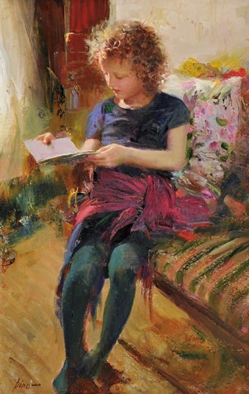 Giuseppe Pino | Girl Reading | MutualArt