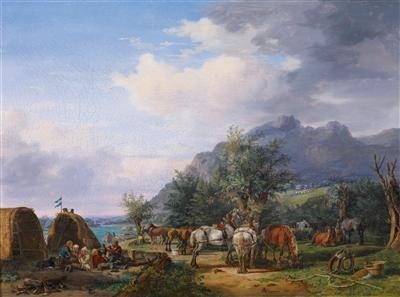 Karl Altmann | Rest by the River Bank (1830) | MutualArt