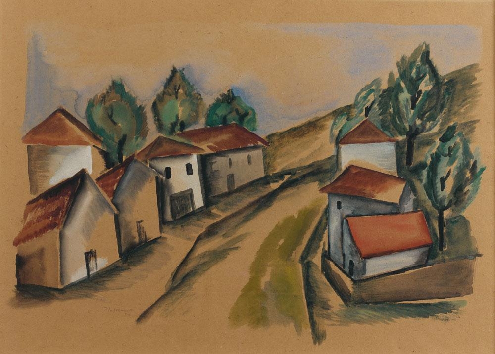 Ossip Zadkine | Paysage aux toits rouges (1920) | MutualArt