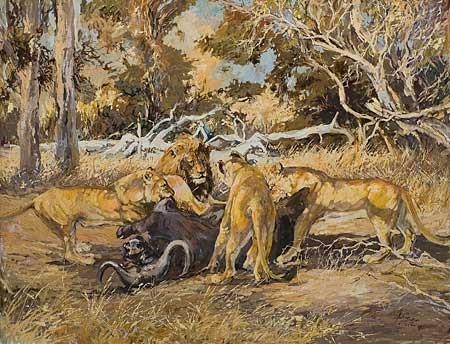 Johan Grobler | Lion Kill | MutualArt