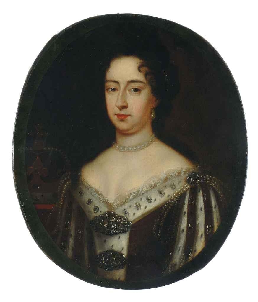 Godfrey Kneller | Portrait of Queen Mary II, bust-length, in court ...