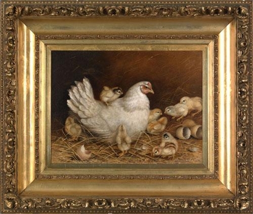 Ben Austrian | Hen and 9 chicks (1909) | MutualArt