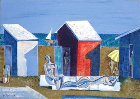 Jacob Gildor | Cabines on the beach | MutualArt