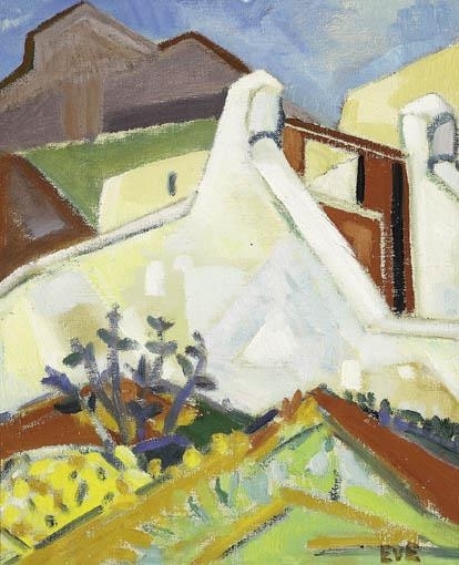 Ebba Von Essen | CUBIST LANDSCAPE WITH WHITE WALLED HOUSES (1949 ...