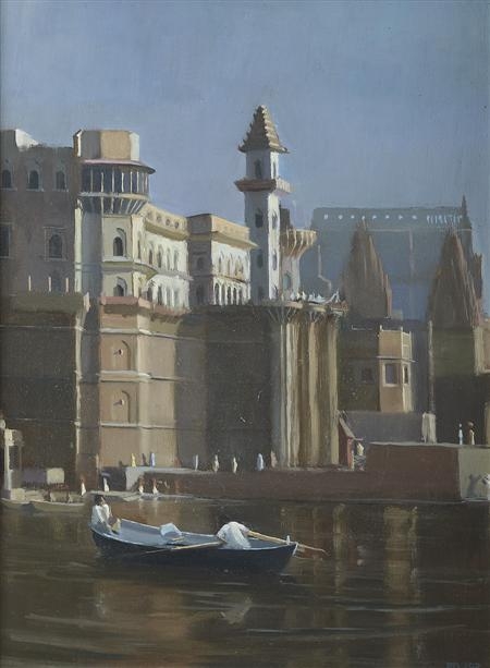 Pip Todd Warmoth | The Boatmen on the Ganges, Varansi (1993) | MutualArt