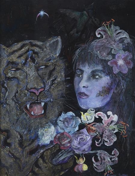 Linda Sutton | Woman, Tiger, and Lily (1994) | MutualArt