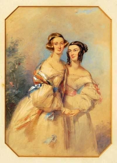 François Théodore Rochard | Portrait of two sisters (1839) | MutualArt