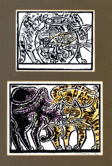 John Craxton | two cats (1972) | MutualArt