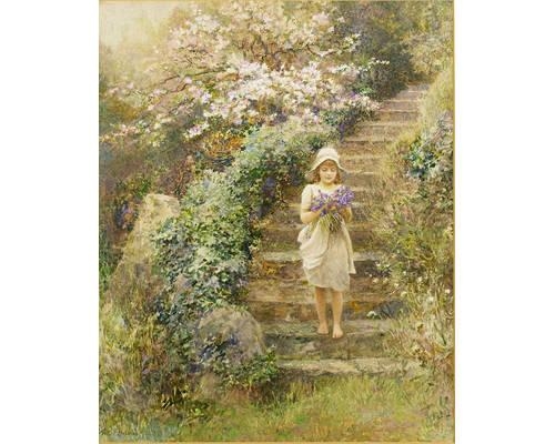 Arthur Hopkins | A young girl carrying violets | MutualArt