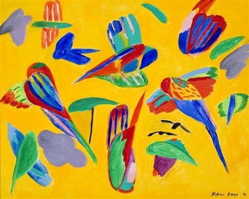 Ken Done | Boats and Yellow Hibiscus (1991) | MutualArt