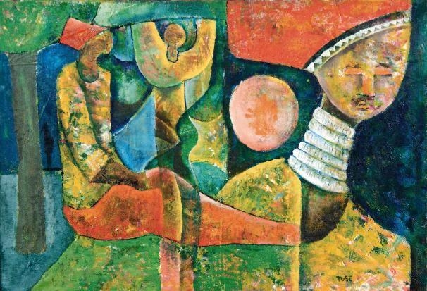 Martin Qgibinsizi Tose | Abstract Figures and Birds (2001) | MutualArt