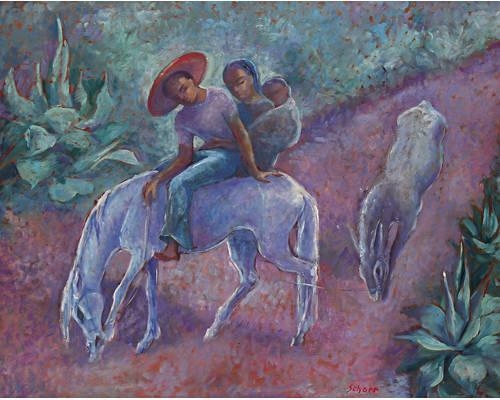 Raoh Schorr | Mexican scene with figures on a horse | MutualArt