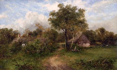 Carl Brennir | Landscape with thatched cottages | MutualArt