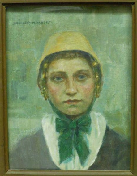 Julius Muller-Massdorf | Portrait of woman wearing bonnet | MutualArt