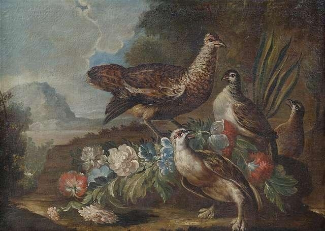 Giovanni Crivelli | Game birds with a flower garland | MutualArt