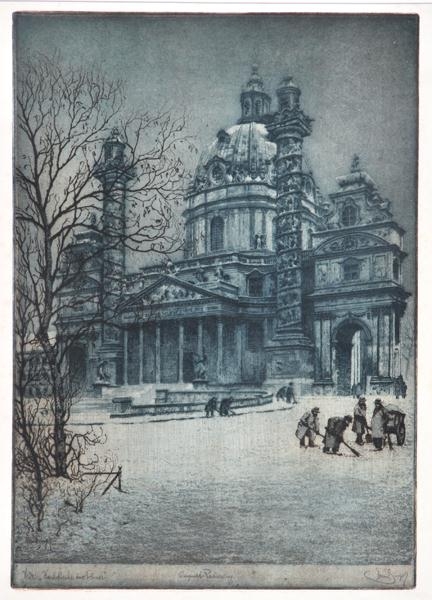 Emil Singer | Wien: Karlskirche im Schnee (Vienna: Charles Church in ...
