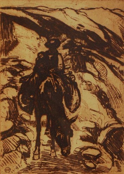Edouard Vallet | Femme sur un mulet (1909) | MutualArt