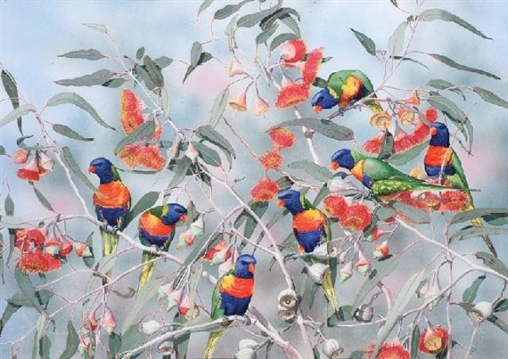 Ian Roberts | Rainbow Lorikeets (1999) | MutualArt