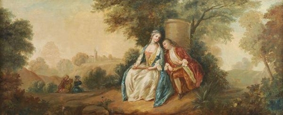 Nicolas Lancret | A couple in a wooded river landscape | MutualArt