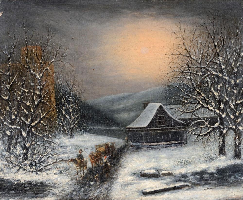 Louis-Claude Malbranche | Charette de foin dans la neige | MutualArt