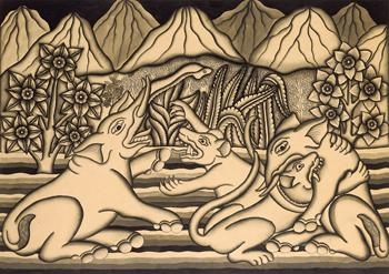 I Kanten | Two Pairs of Animals Fighting | MutualArt