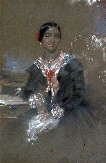 John Hayter | 2 works: Portraits of a lady and gentleman (1845) | MutualArt