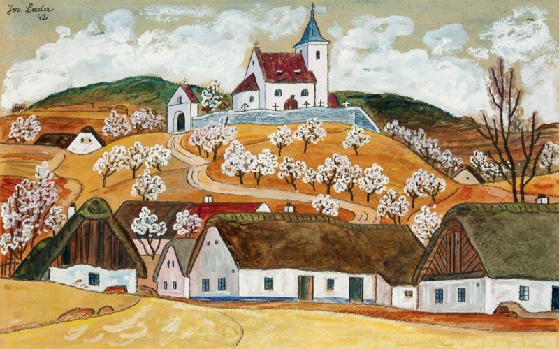 Josef Lada | Spring landscape (1942) | MutualArt