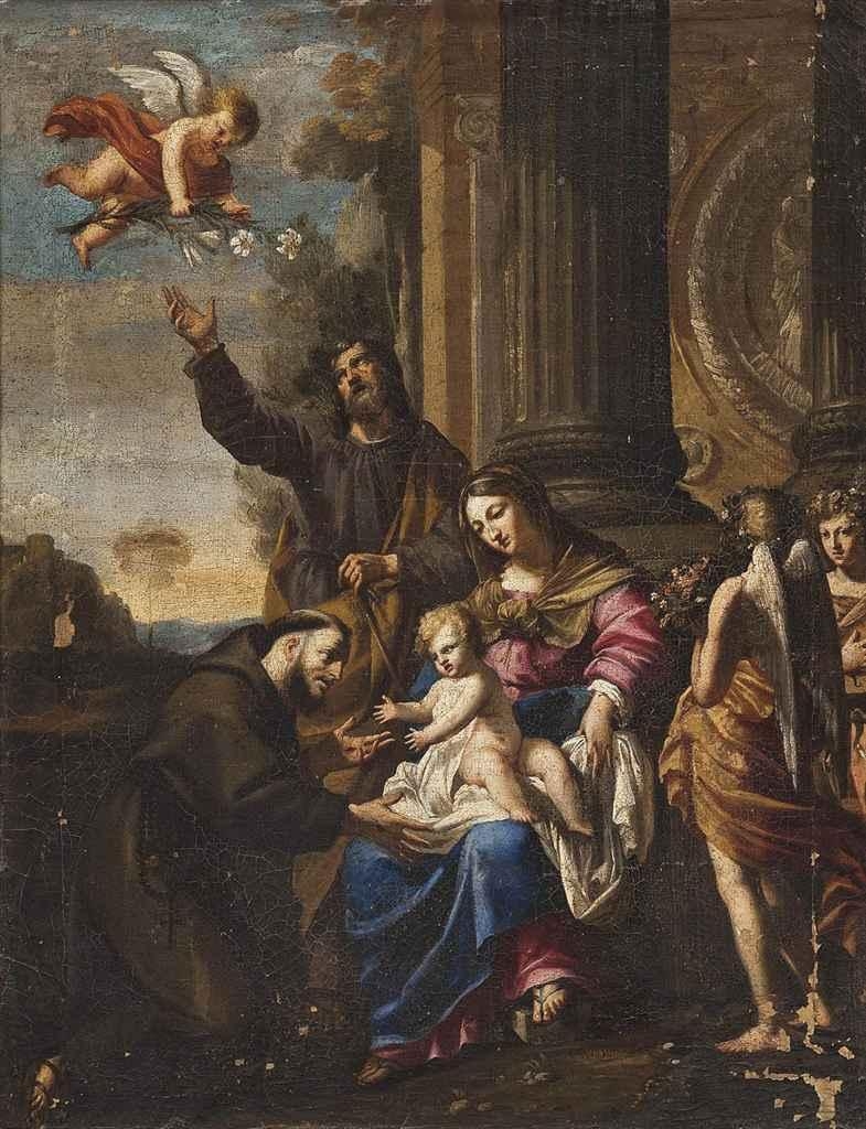 French School, 17th Century | The Holy Family with Saint Francis of ...