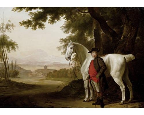George Garrard | A grey held by its owner in a landscape | MutualArt