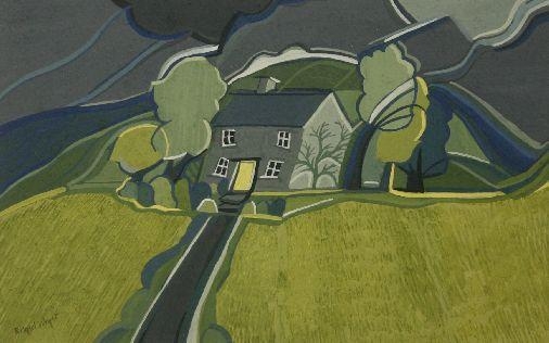Brigid Wright | Cottage and trees | MutualArt