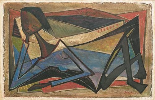 Ángel Botello | Girl Reclining with Long Legs (Circa 1960) | MutualArt