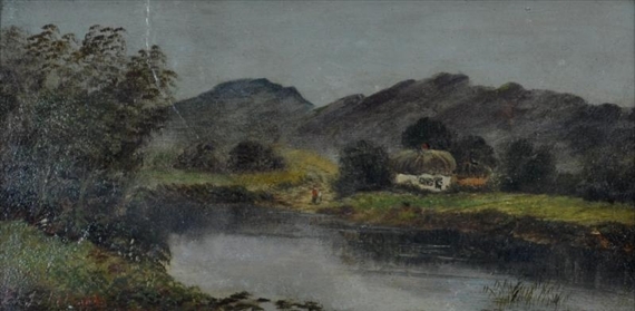 J. Shepherd | Landscape with Figures at River Ford | MutualArt