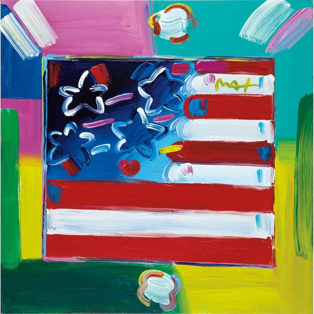 Peter Max | Flag with Heart Version XXV #1 | MutualArt