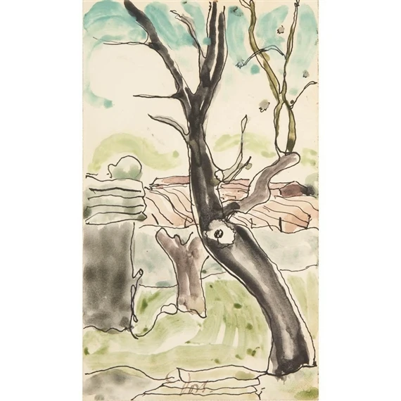 Arthur Dove | Tree with Farm Beyond | MutualArt