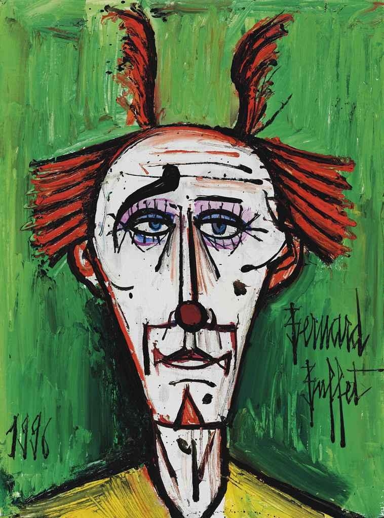 Bernard Buffet | Clown aux tasses à café (1996) | MutualArt