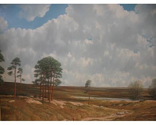 Nicholas Mace | Across the moor, a shepherd with his sheep | MutualArt