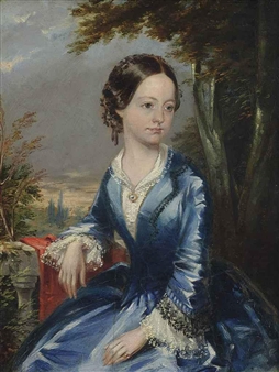 Charles Halkerston | Portrait of Miss Woolford, aged 14, seated three ...