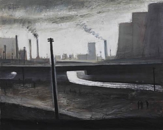 Theodore Major | Chimneys and Pink Sky | MutualArt