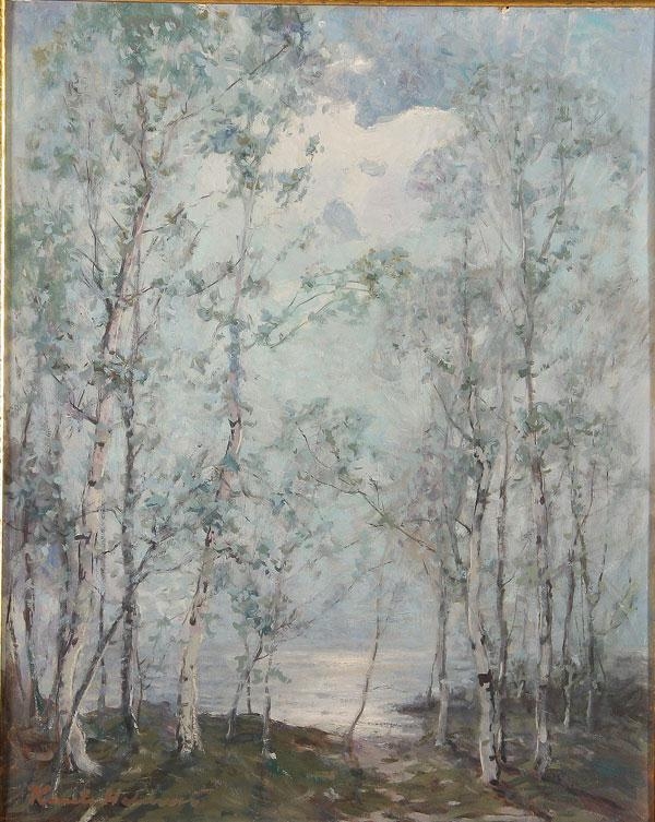 Knute Heldner | Lakeside Landscape with Birches | MutualArt