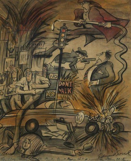 Edward Sorel | New York Street Scene | MutualArt